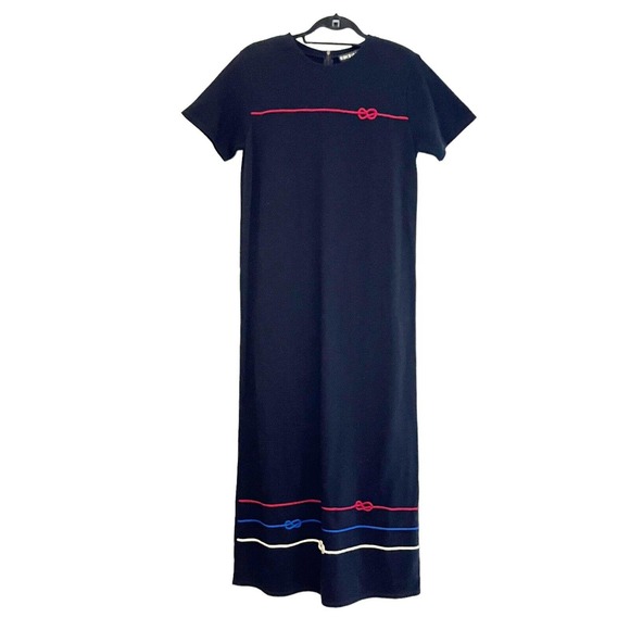 Richard | Dresses | Vintage Richard Dress Medium Black Pique Maxi Rope ...